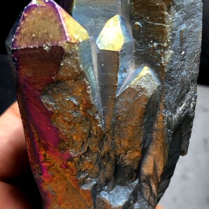 174g Rainbow Titanium Plated Crystal Cluster, Color-changing Crystal ...