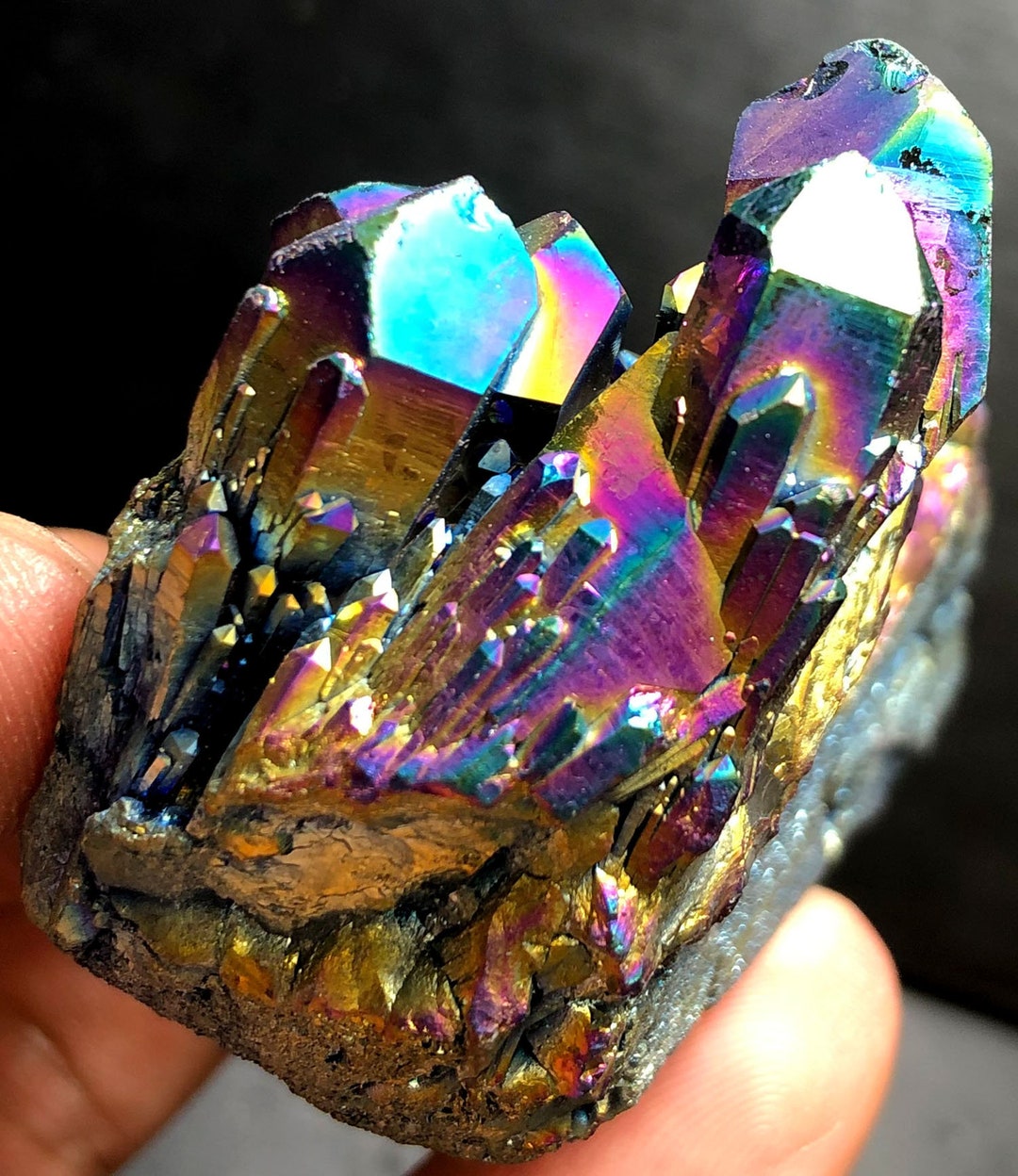 72g Rainbow Titanium Plated Crystal Cluster, Color-changing Crystal ...
