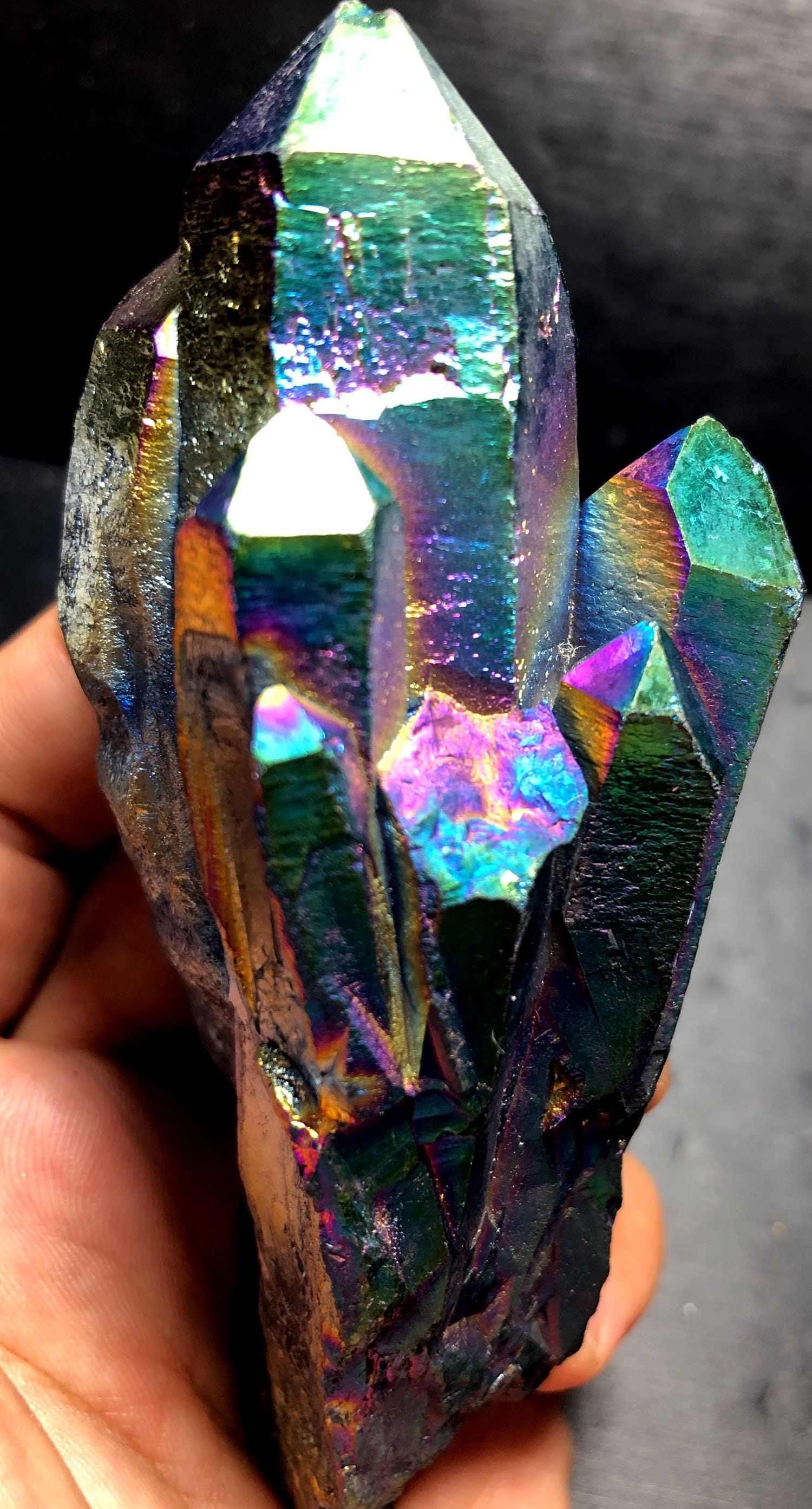 174g Rainbow Titanium Plated Crystal Cluster Color-changing | Etsy