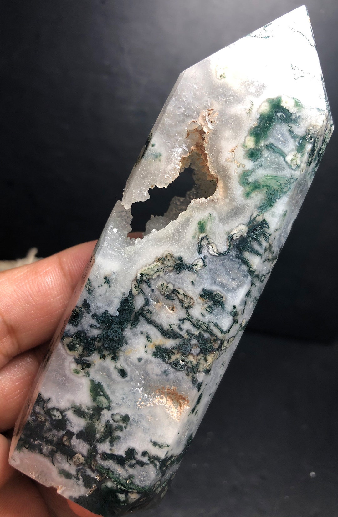 Moss Agate 141g Wow! Sea Jasper Crystal Ocean Jasper Quartz Geode Reiki ...