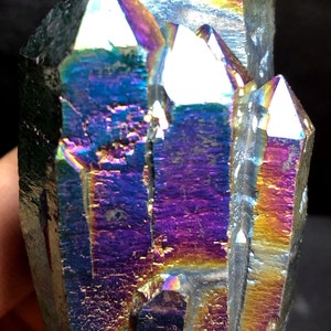 103g Rainbow Titanium Plated Crystal Cluster, Color-changing Crystal ...