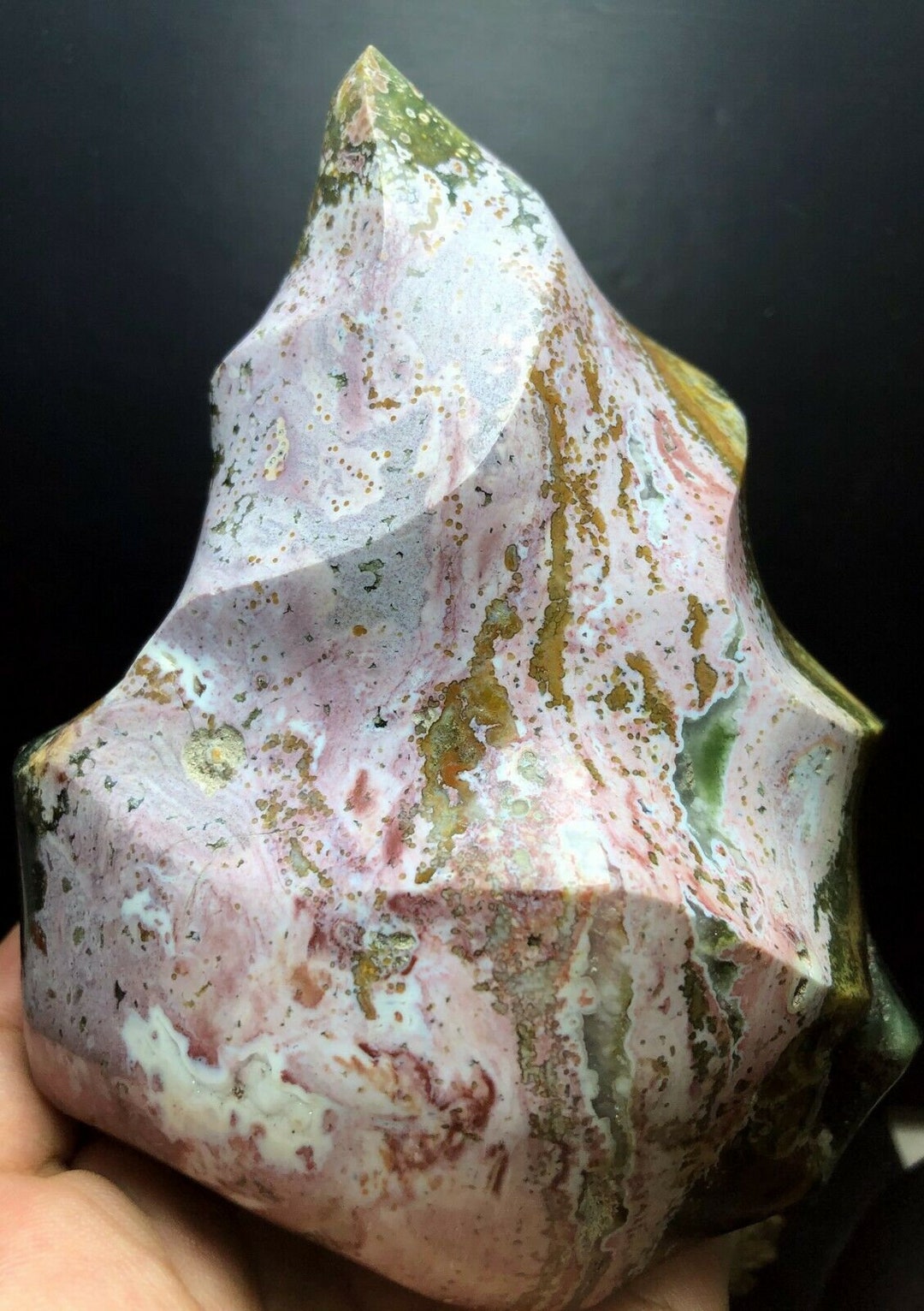 832g 133mm Pink Sea Jasper Crystal Pink Ocean Jasper Quartz Geode Agate ...