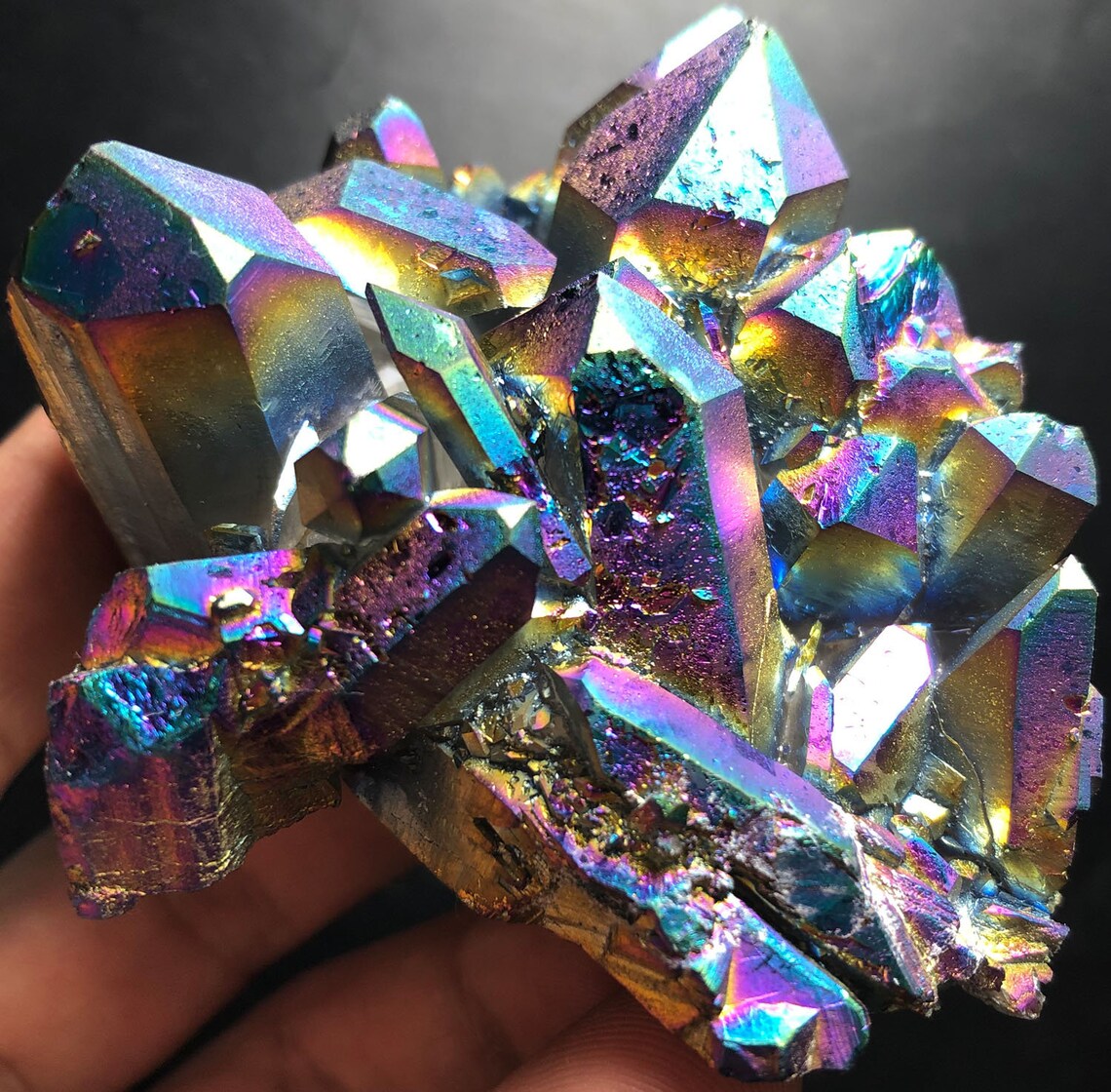 219g Rainbow Titanium Plated Crystal Cluster Color-changing - Etsy