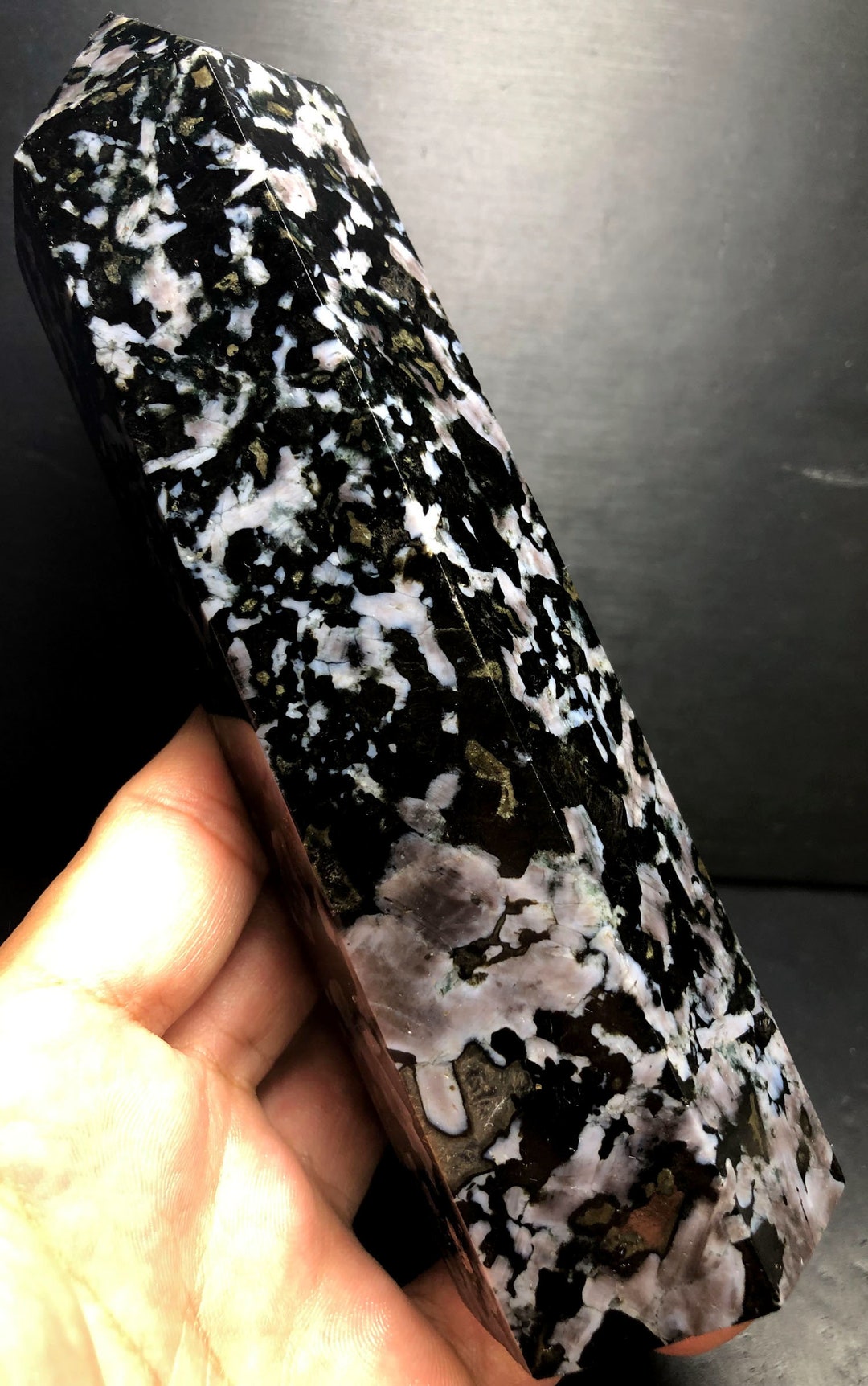 645g 162mm MYSTIC MERLINITE Merlinite GABBRO Crystal Point! Self ...