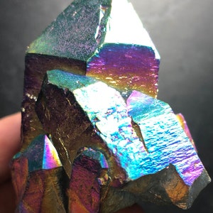 165g Rainbow Titanium Plated Crystal Cluster, Color-changing Crystal ...