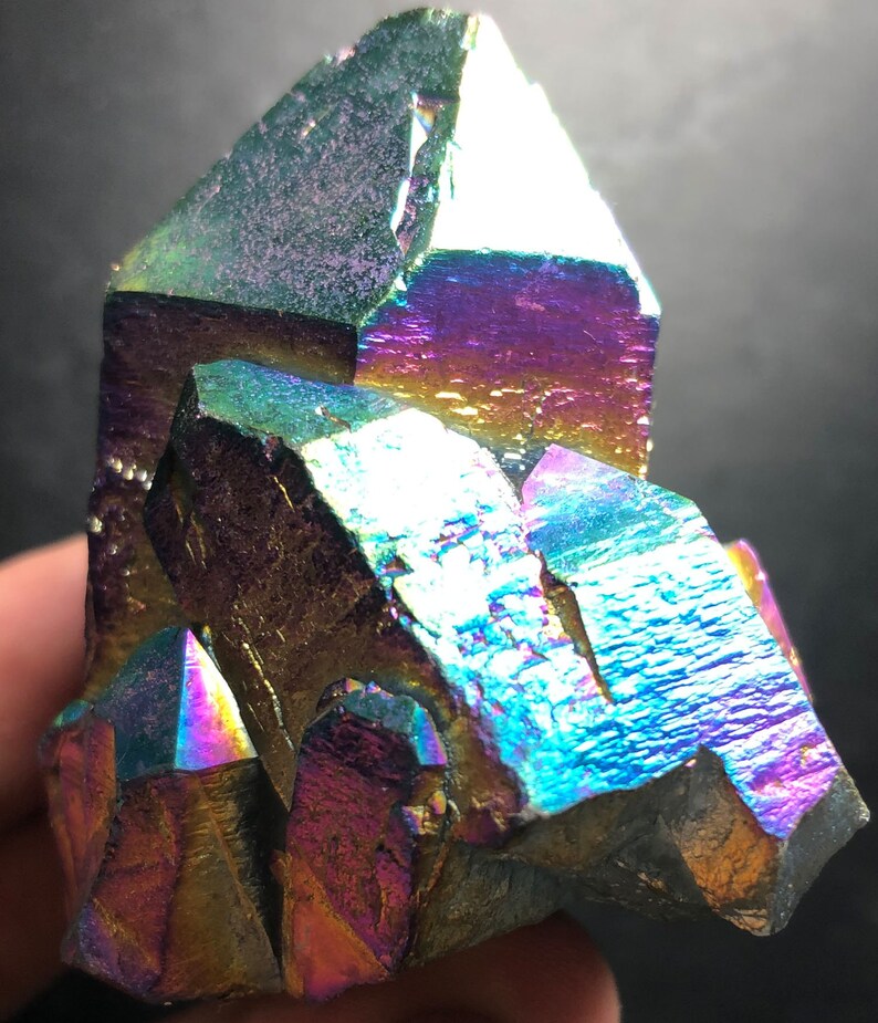 165g Rainbow Titanium Plated Crystal Cluster Color-changing | Etsy