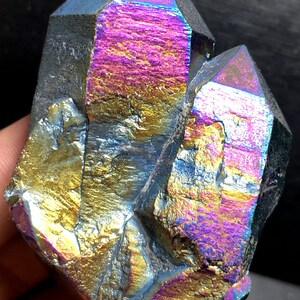 103g Rainbow Titanium Plated Crystal Cluster, Color-changing Crystal ...