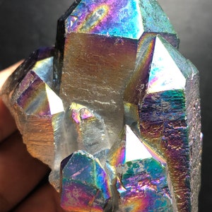 165g Rainbow Titanium Plated Crystal Cluster, Color-changing Crystal ...