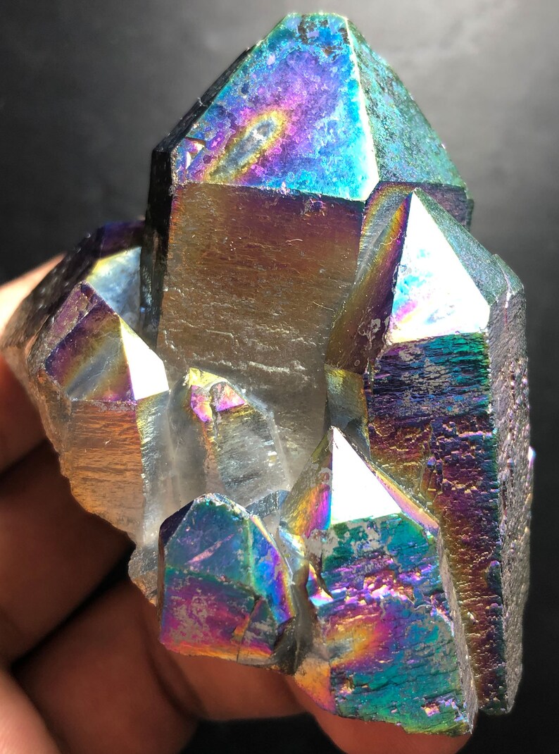 165g Rainbow Titanium Plated Crystal Cluster Color-changing | Etsy