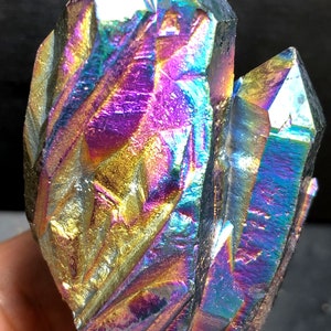 103g Rainbow Titanium Plated Crystal Cluster, Color-changing Crystal ...