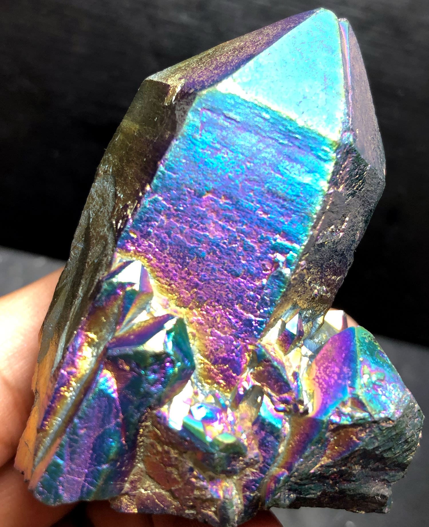 123g Rainbow Titanium Plated Crystal Cluster Color-changing | Etsy