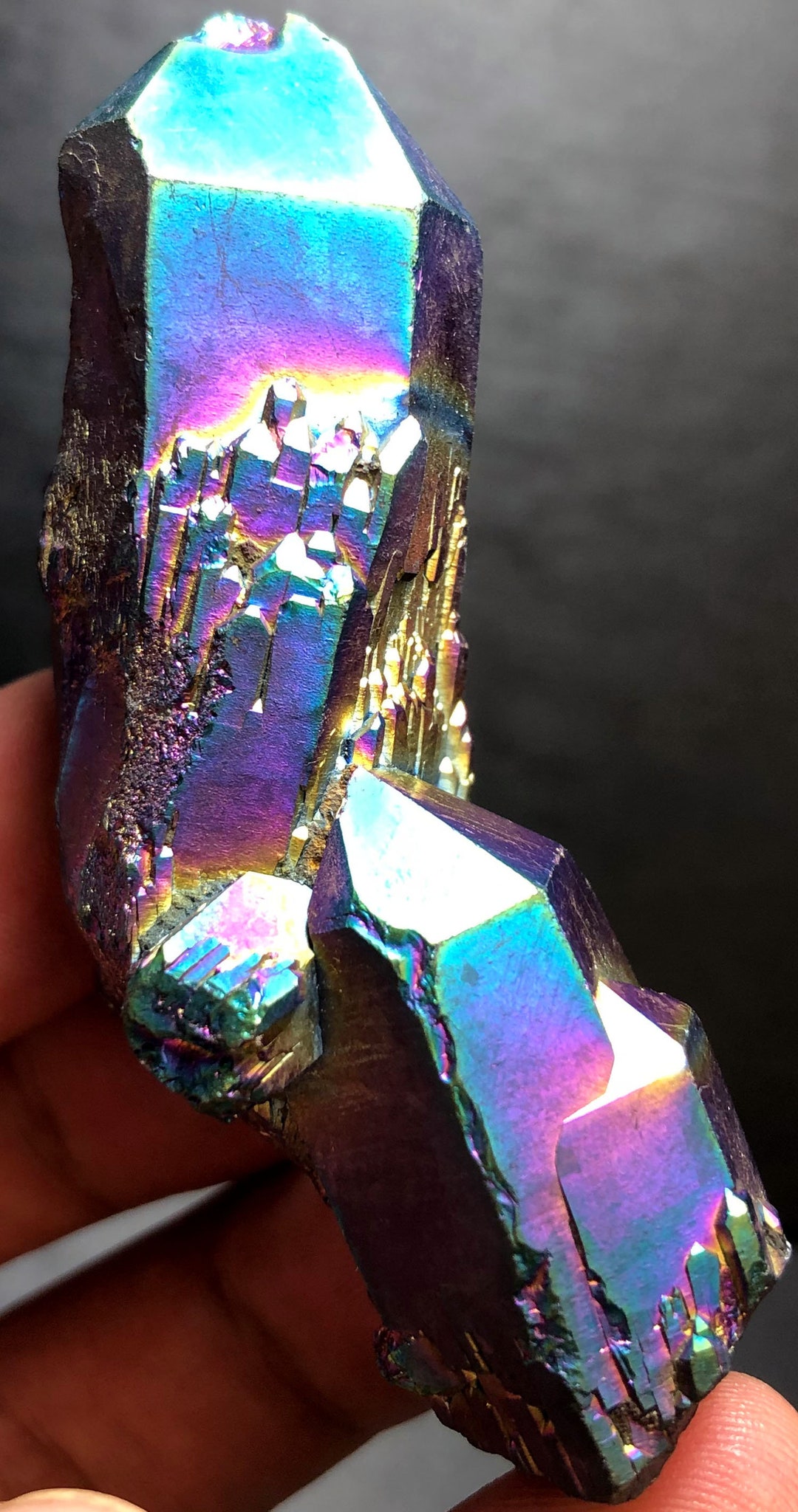 55g Rainbow Titanium Plated Crystal Cluster, Color-changing Crystal ...