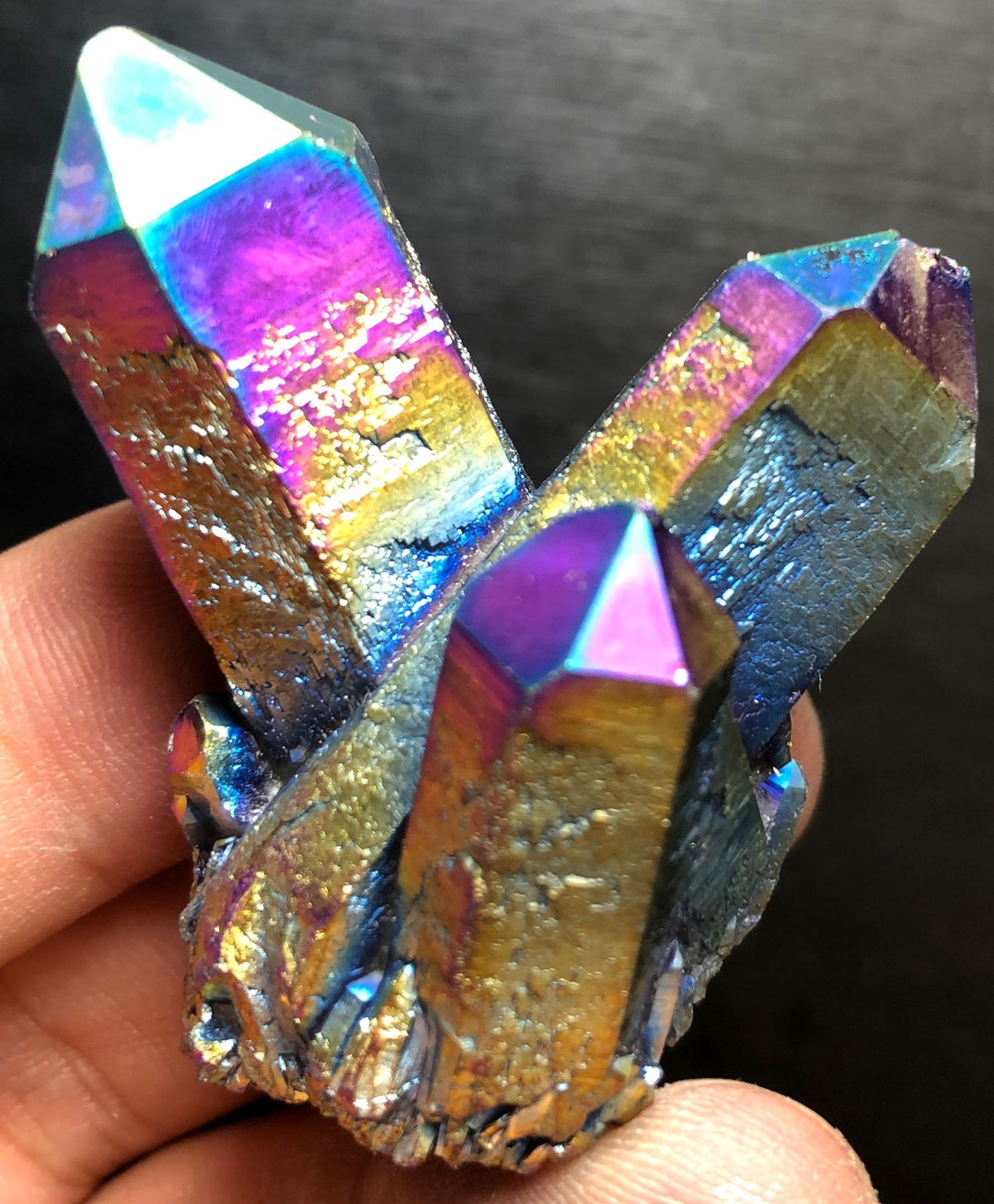 35g Rainbow Titanium Plated Crystal Cluster, Color-changing Crystal ...