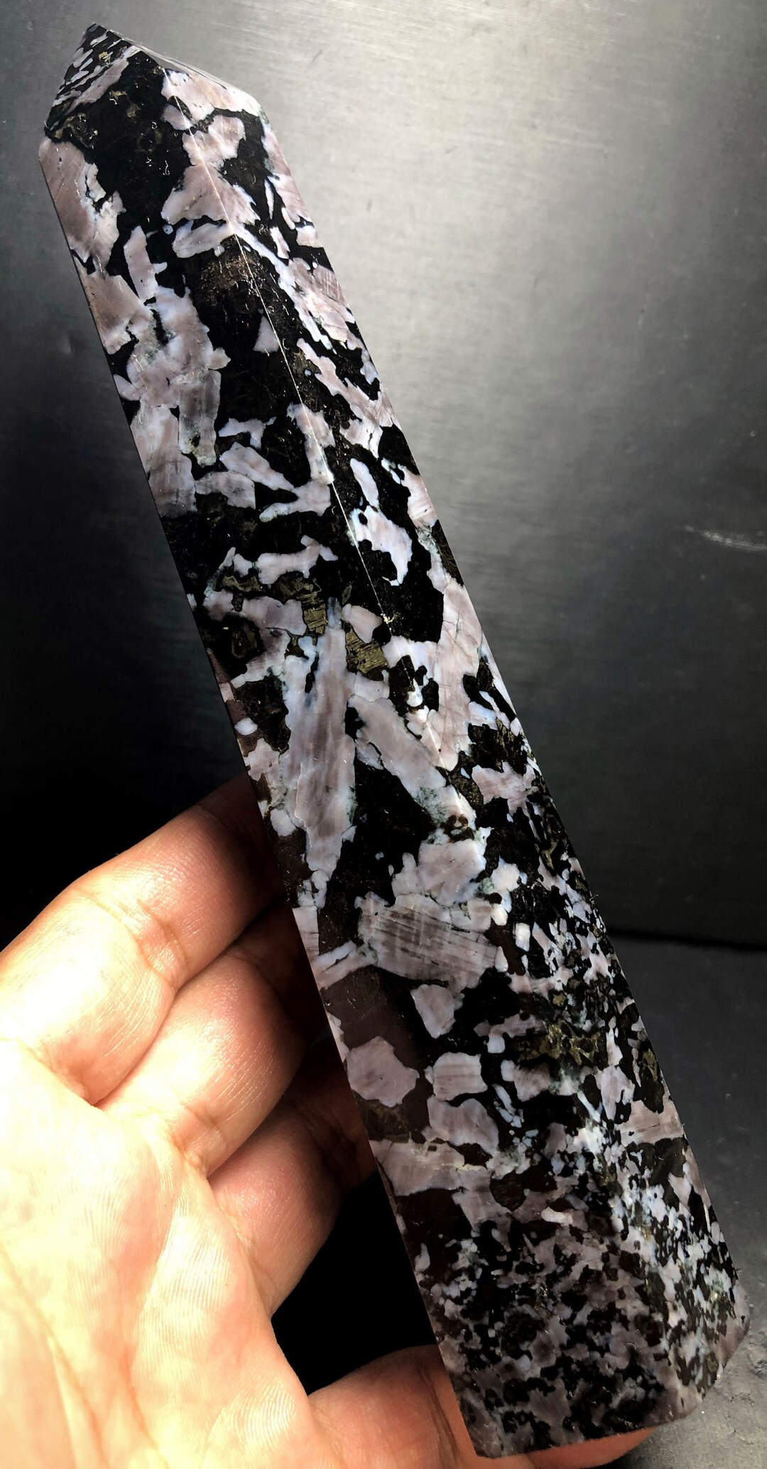 547g 190mm MYSTIC MERLINITE Merlinite GABBRO Crystal Point! Self ...