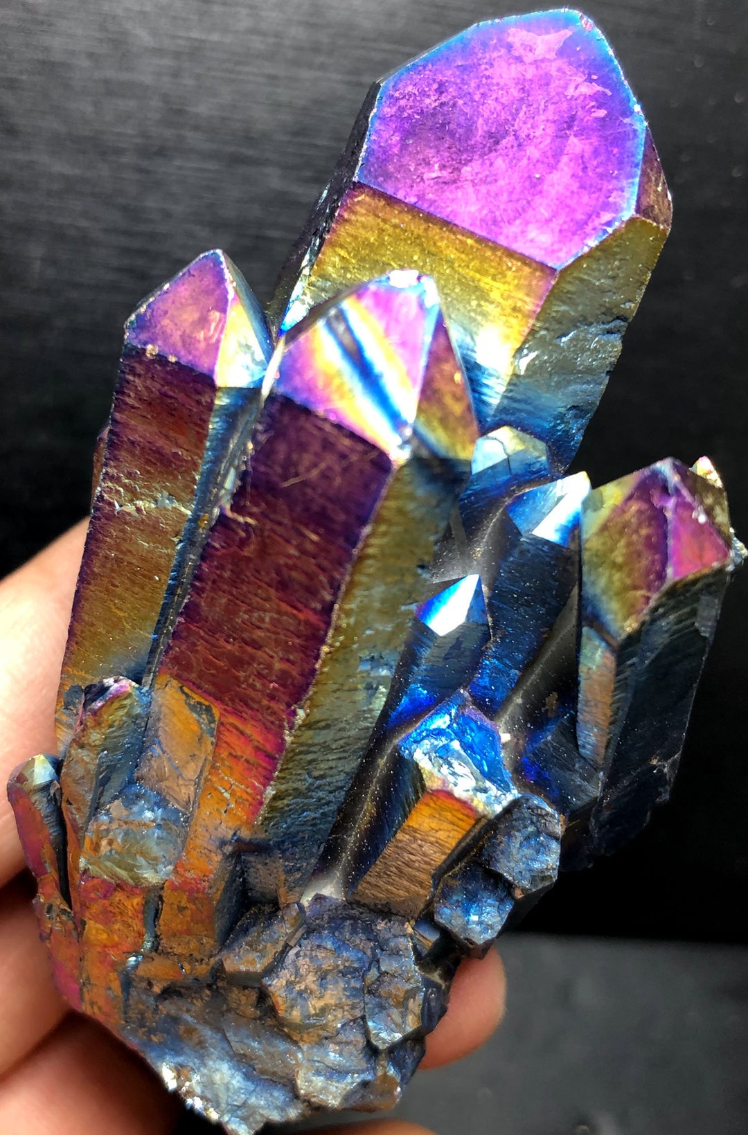 Rainbow Titanium Crystal Cluster: Color-changing Coated Quartz (96g) - Etsy