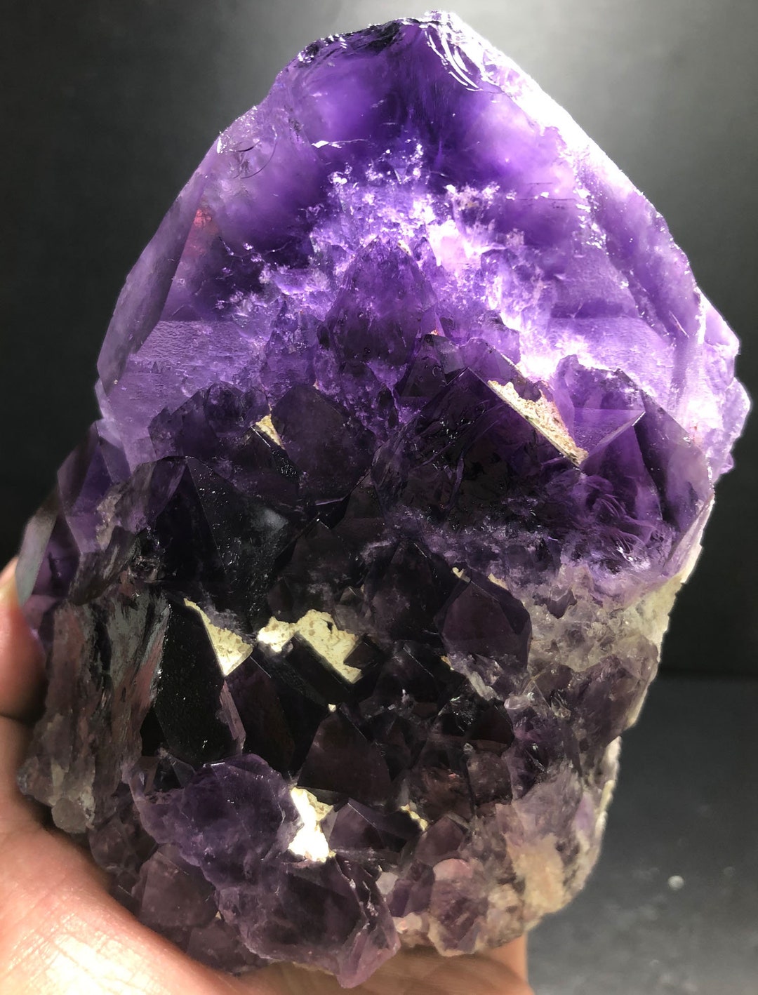 889g Prismatoidal Skeletal Elestial Amethyst QUARTZ Crystal Pyramid ...