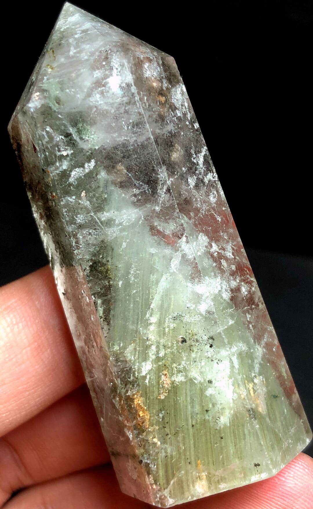 54g Natural Phantom 'green Ghost' QUARTZ Crystal Point Polished Healing ...
