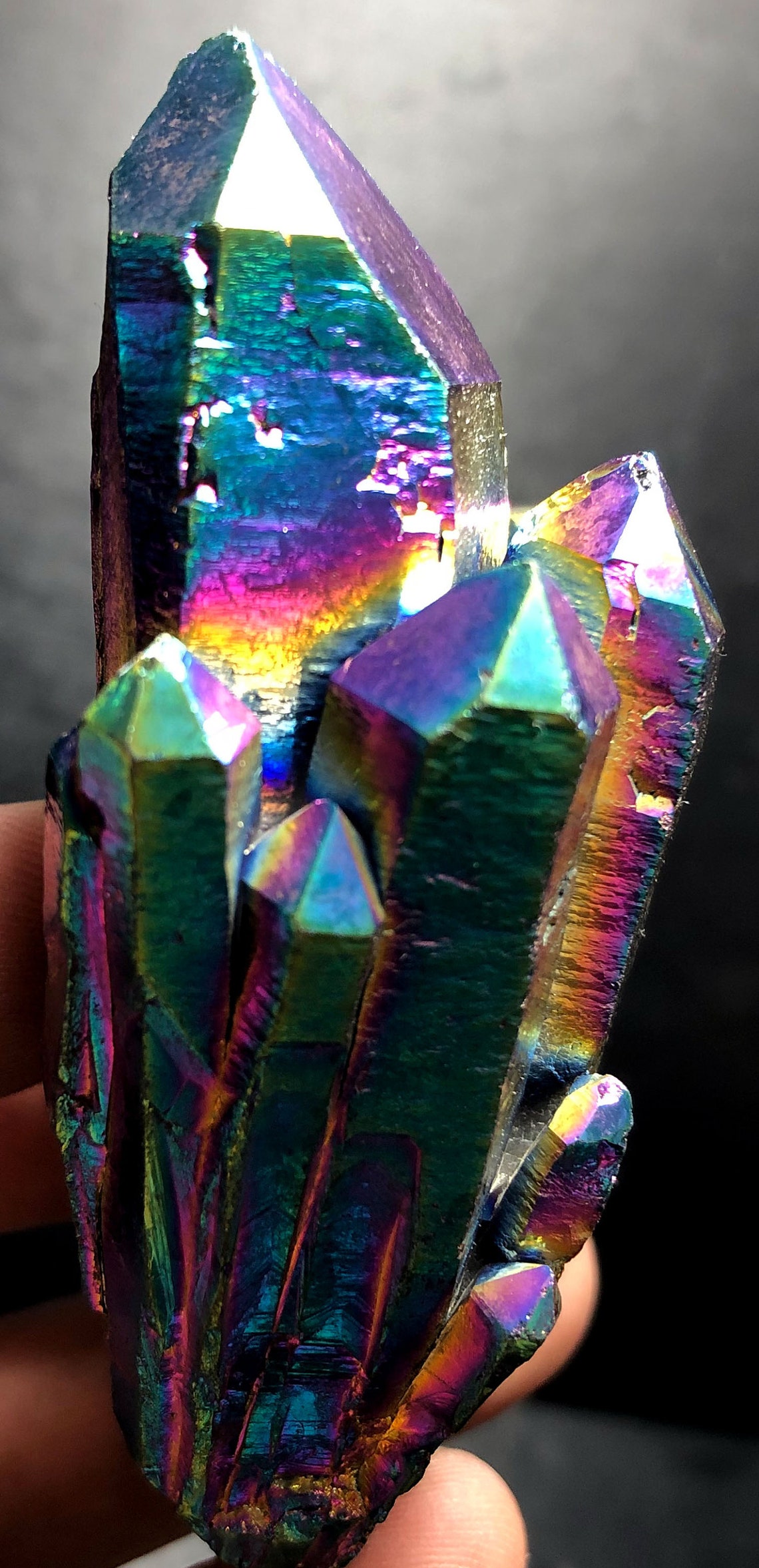 96g Rainbow Titanium Plated Crystal Cluster Color-changing | Etsy