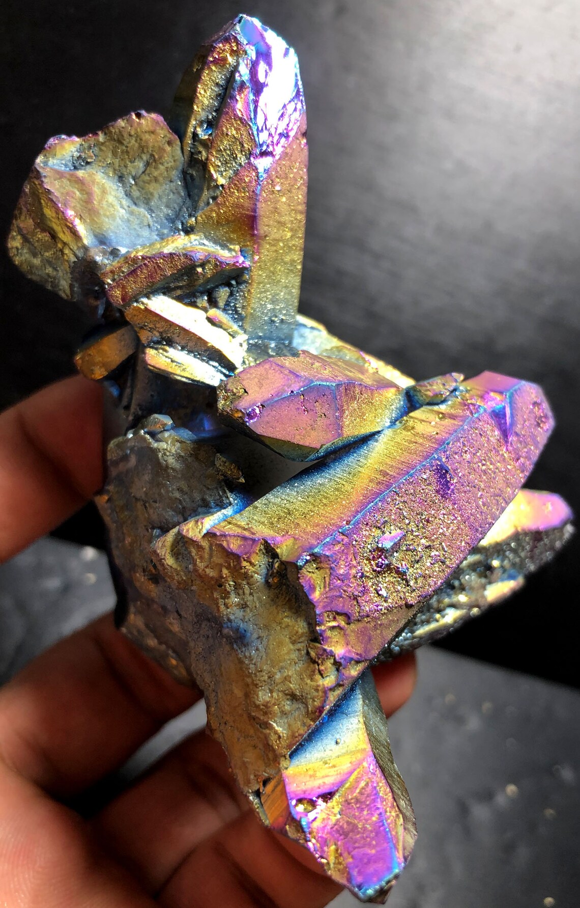 222g Rainbow Titanium Plated Crystal Cluster Color-changing - Etsy