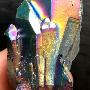 61g Rainbow Titanium Plated Crystal Cluster, Color-changing Crystal ...