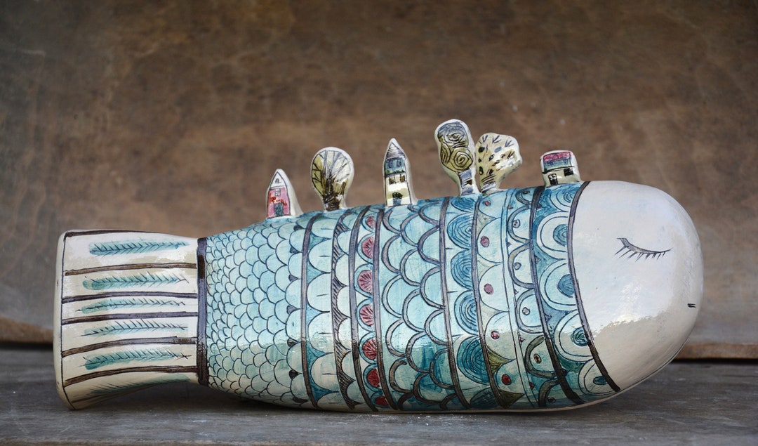 The City Guard,hand-made Ceramic Fish ,ceramic Tile,ceramic Decoration,hanging Decoration,one of ...