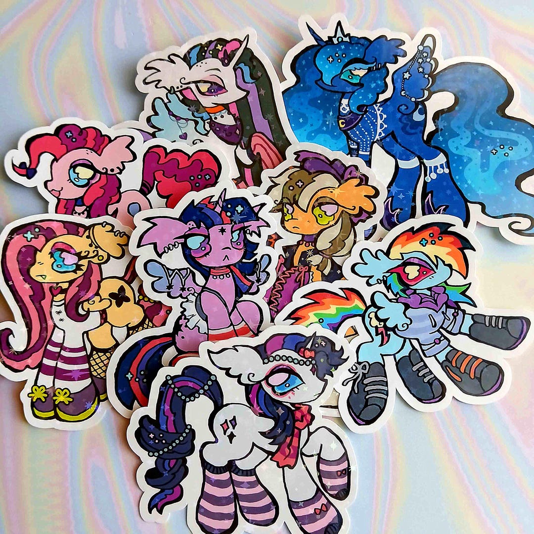 Ponymania/edgy Ponies | Sparkly Holo Vinyl Stickers - Etsy