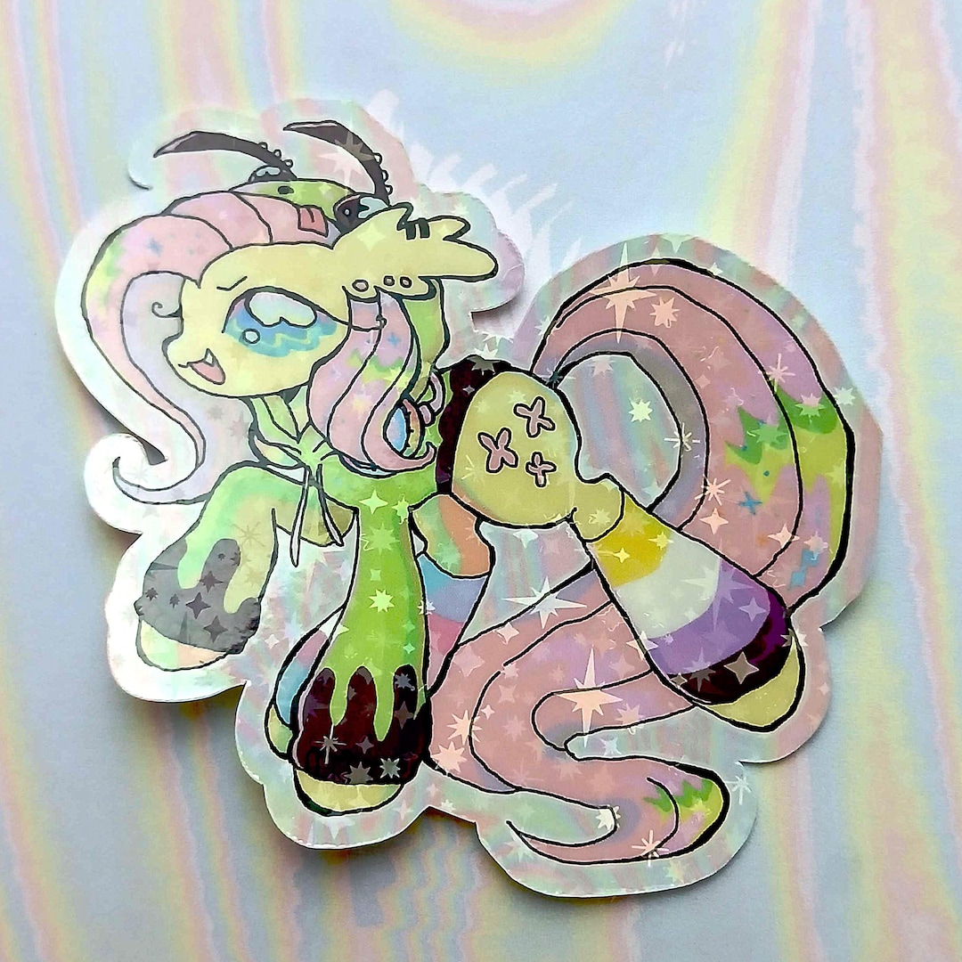 Fluttgirshy | Sparkly Holo Vinyl Sticker - Etsy
