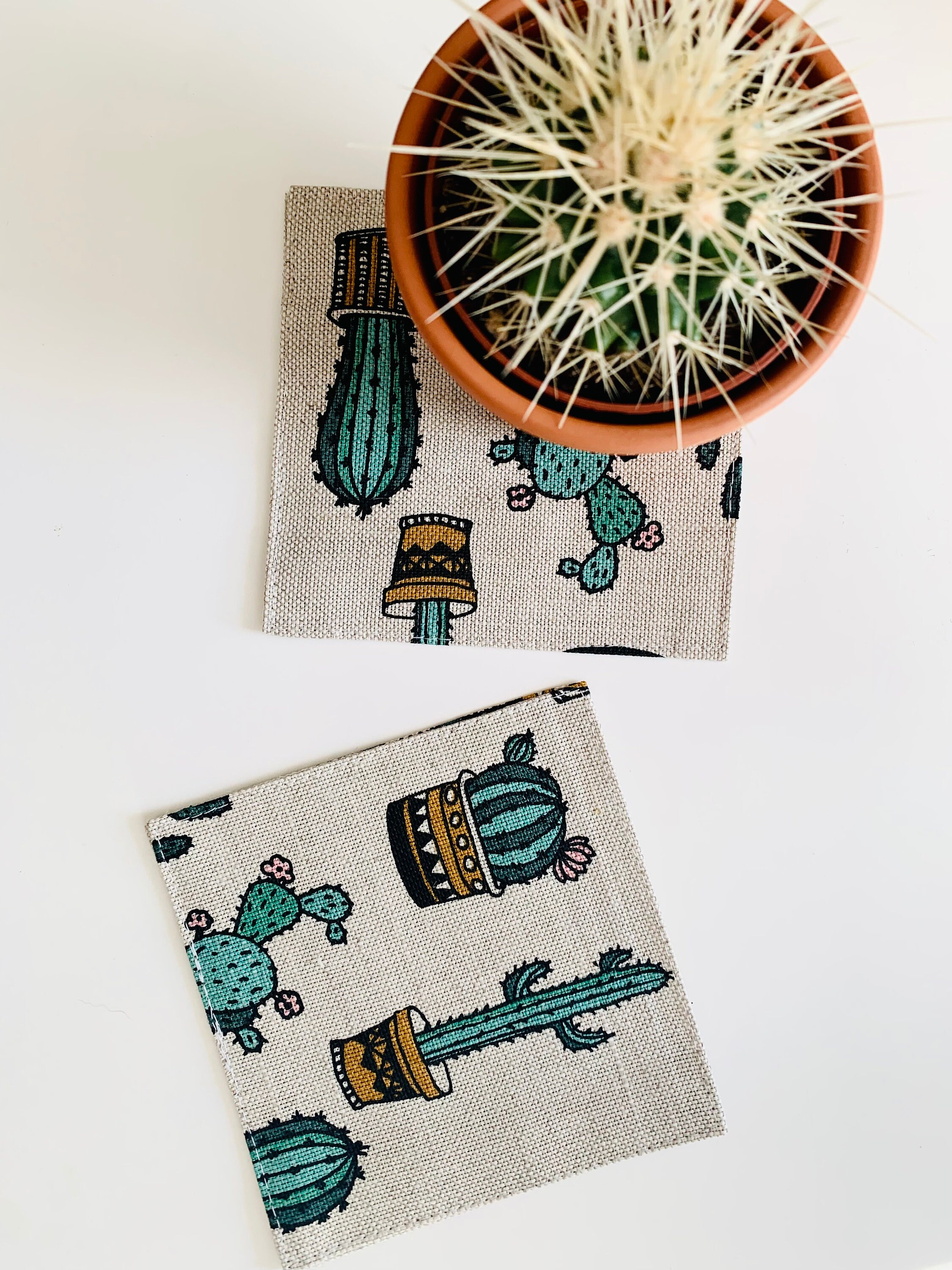Linen Coasters, Linen / Cotton Coasters, Coasters Set,natural Fabric ...