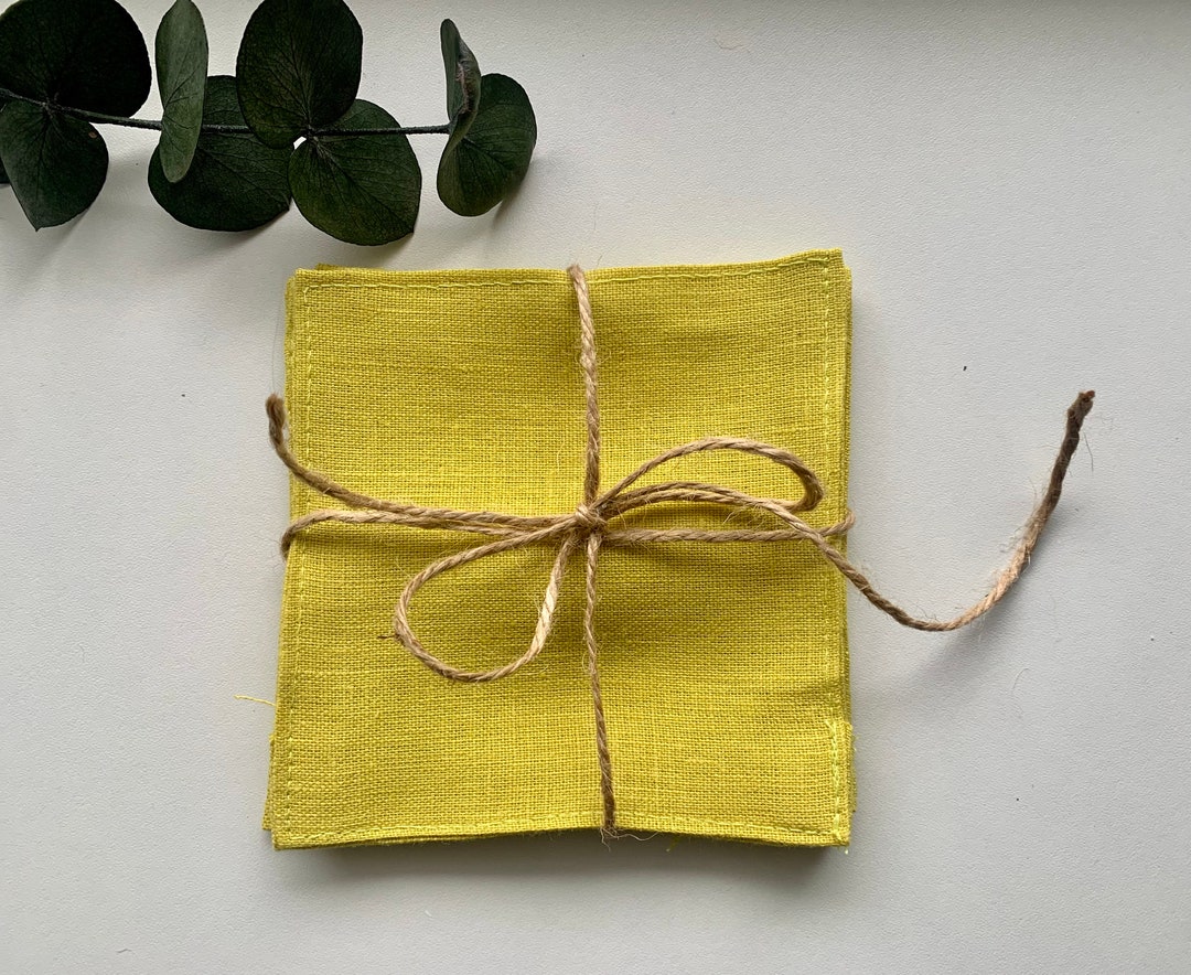 Linen Coasters.coasters .linen Coasters Set,natural Linen Fabric ...
