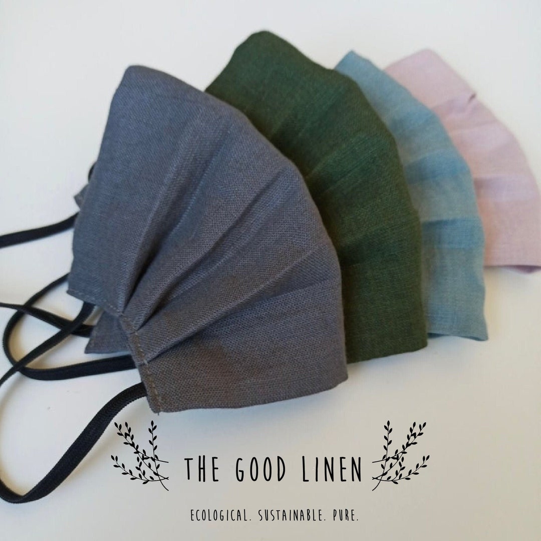 Linen Face Mask ,face Mask With Filter Pocket , Washable, ,reusable ...