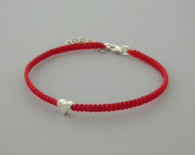 Bright Red String Macrame Bracelet for Women. 7.25 - Etsy