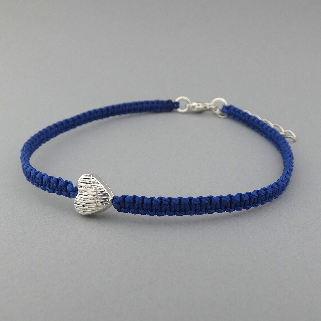 Royal Blue String Macrame Bracelet for Women. 7.25 Adjustable Dainty ...