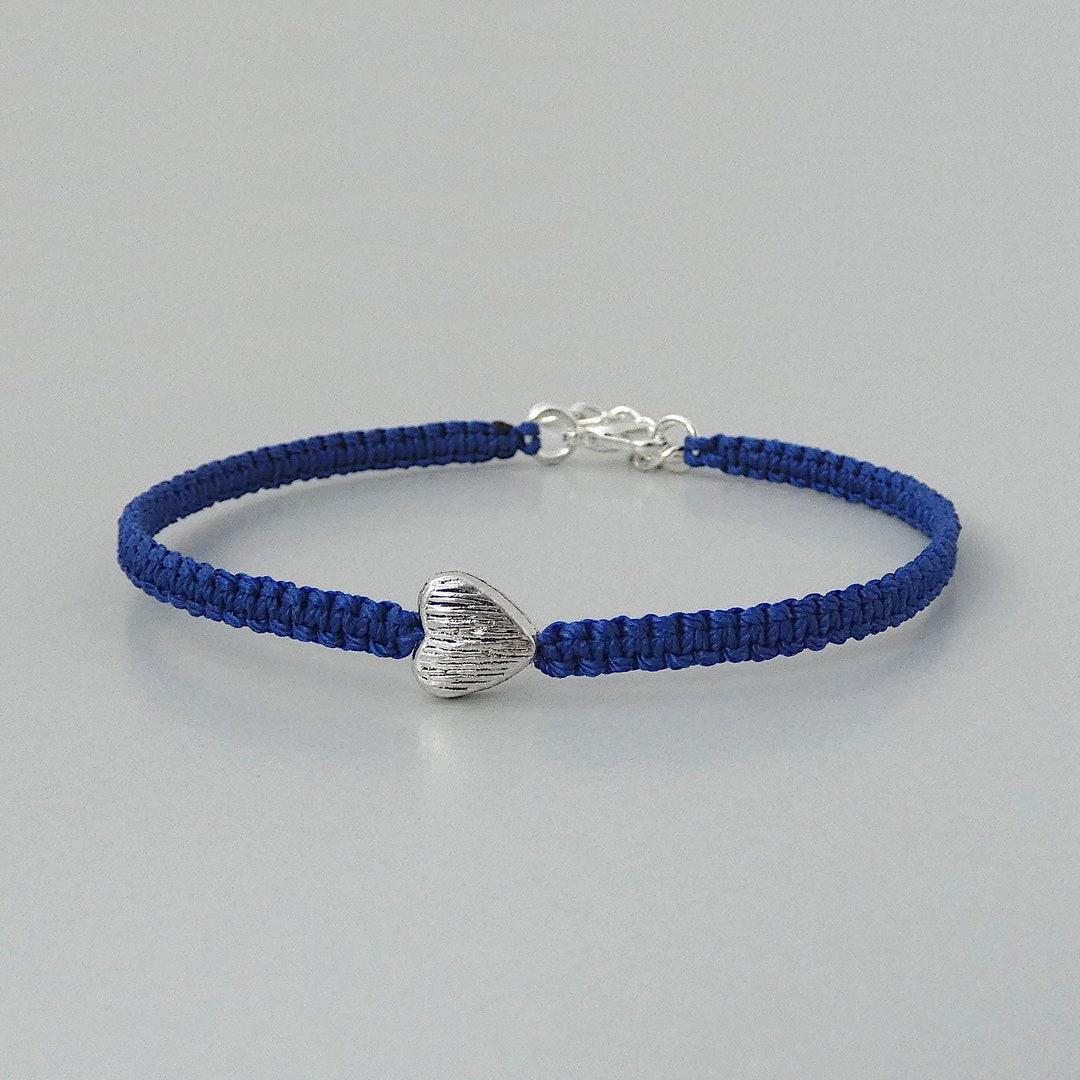 Royal Blue String Macrame Bracelet for Women. 7" Adjustable Dainty ...