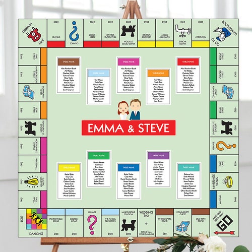 Monopoly Board Wedding Seating Plan - Etsy