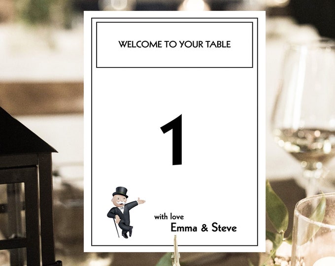 Monopoly Board Game Wedding Table Names Table Numbers Monopoly ...
