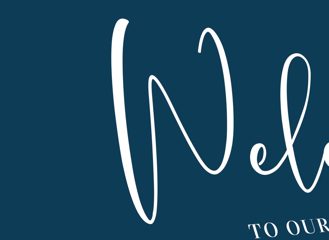 Navy Blue Script Wedding Welcome Sign Welcome Board Blue and | Etsy