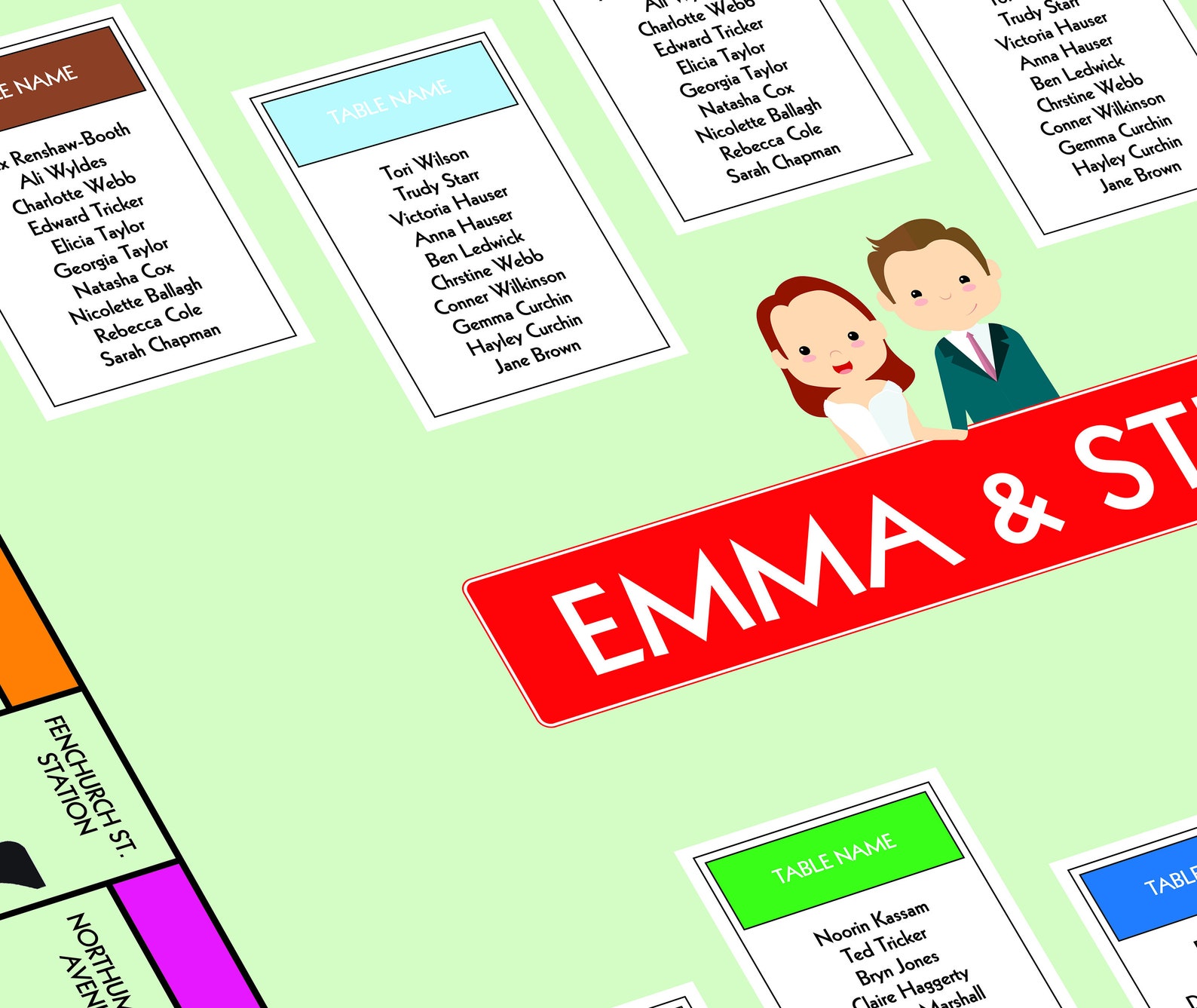 Monopoly Board Game Wedding Table Plan- Seating Plan- Personalised ...