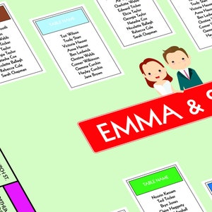 Monopoly Board Game Wedding Table Plan- Seating Plan- Personalised ...