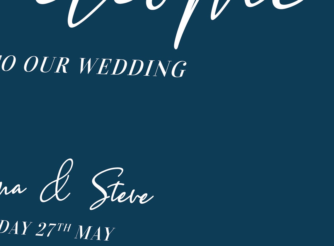 Navy Blue Script Wedding Welcome Sign Welcome Board Blue and | Etsy