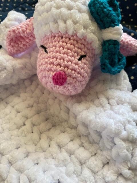 Baby Lovey, Crocheted Lovey, Lamb Lovey, Lamb Crocheted Lovey, Baggy ...