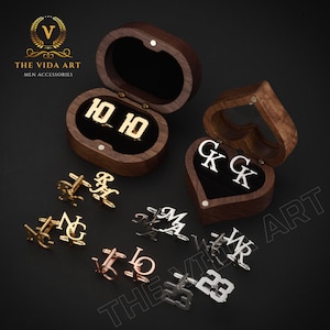 Custom Groomsmen Cufflinks, Initial Cuff Links, Numbers Cufflinks ...