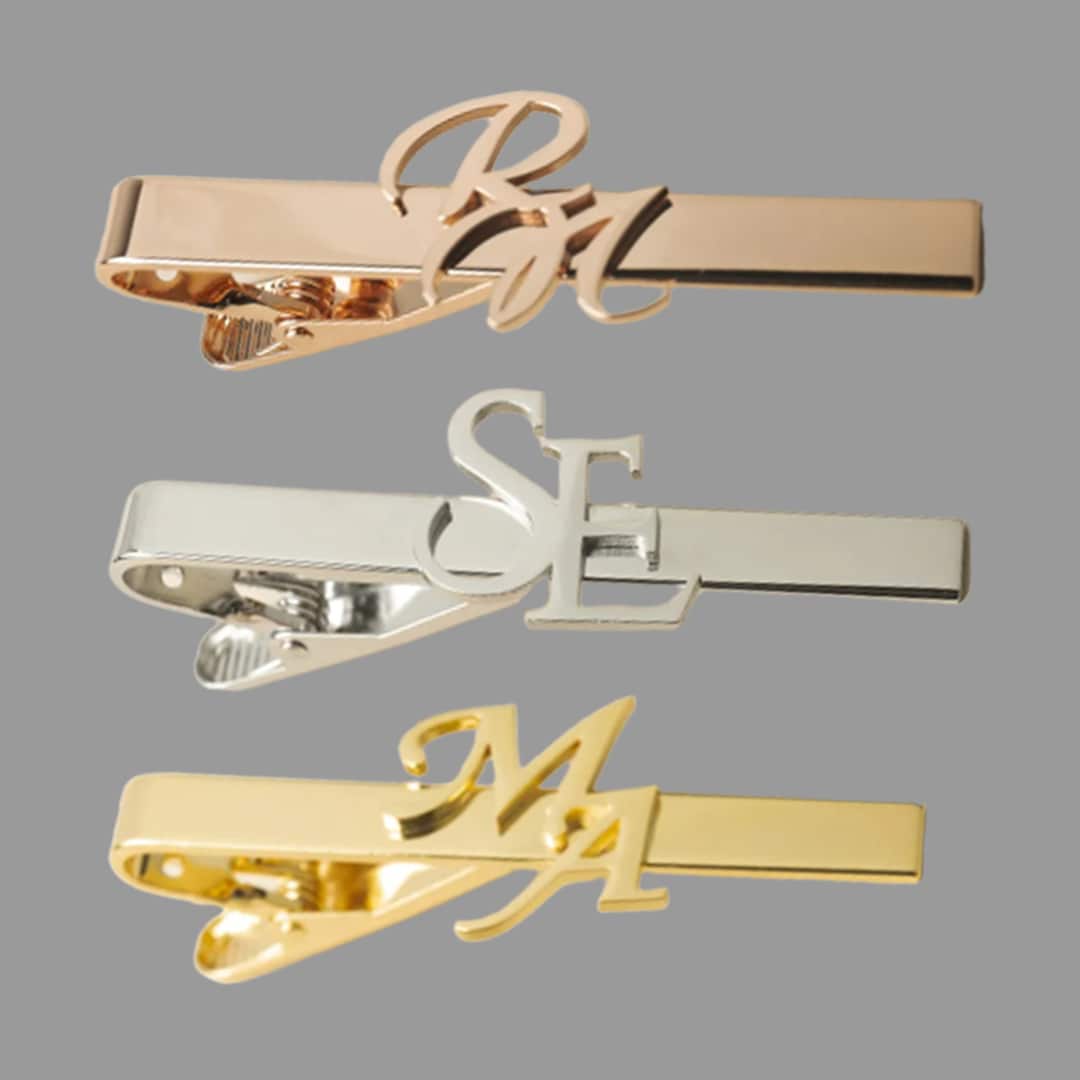 Custom Tie Clip Wedding Tie Clip Initials Tie Clip Christmas Tie Clip ...