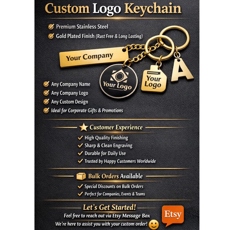Custom Company Logo Keychain, Personalized Corporate Gift, Stainless ...