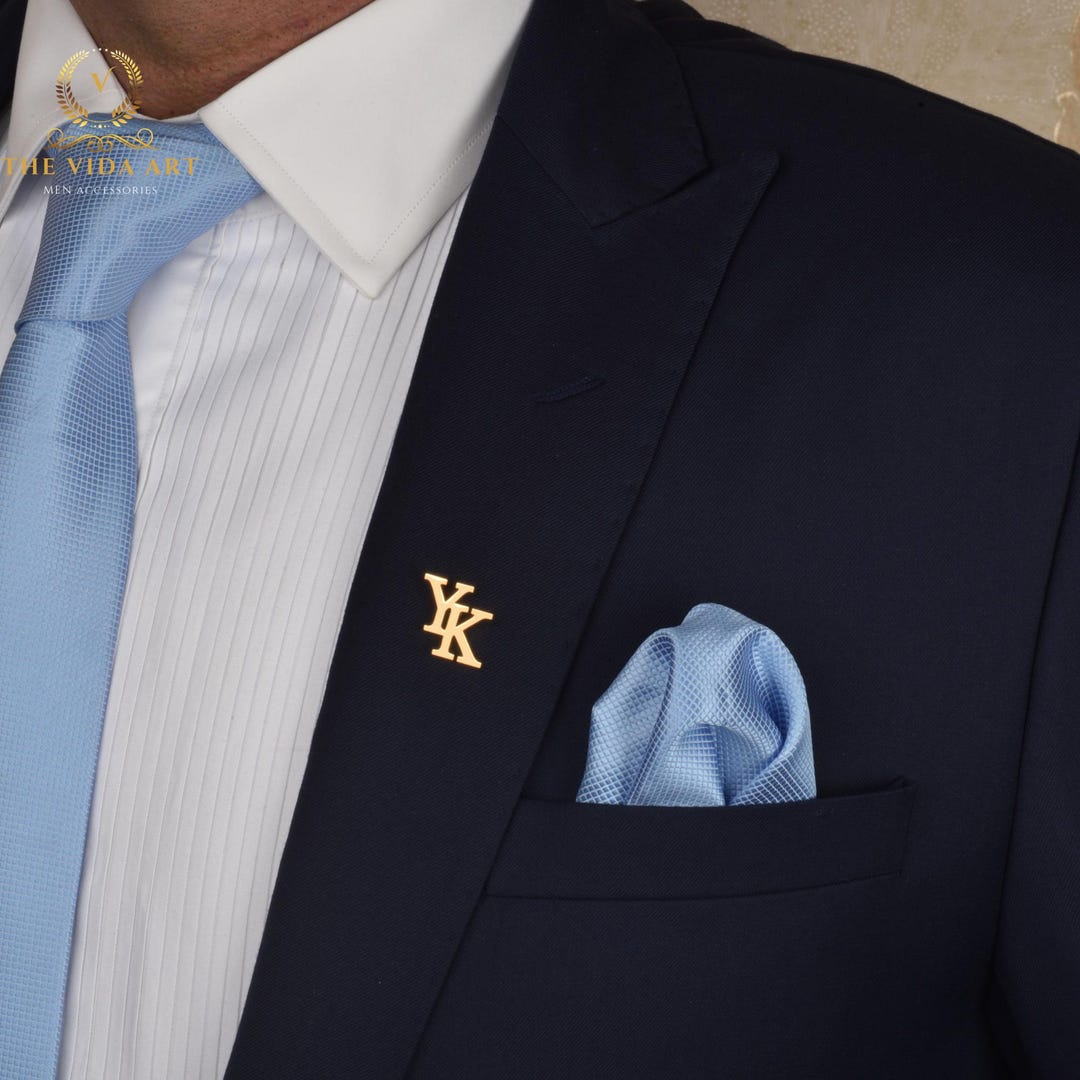 Personalized Initials Lapel Pin, Groomsmen Proposal Custom Brooches ...