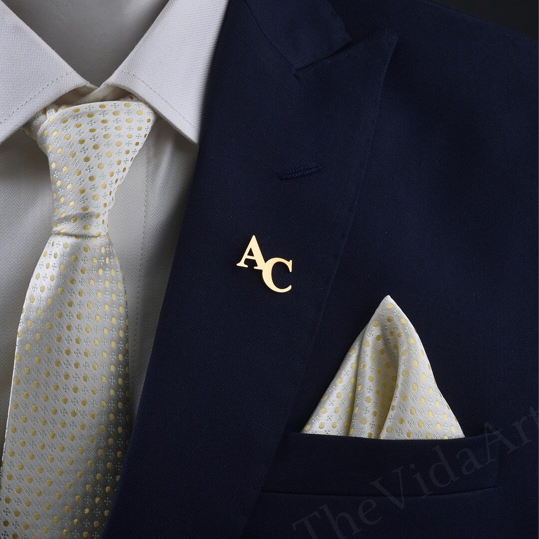Custom Lapel Pin, Custom Brooch – Personalized Enamel Letter Pin, Groom ...