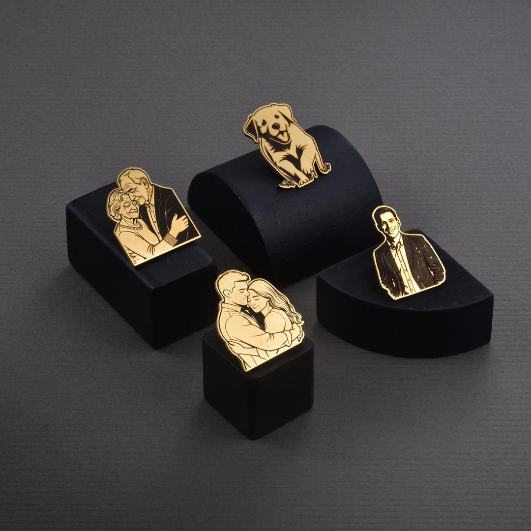 Custom Photo Brooch, Memorial Photo Pin, Gold Custom Pin, Enamel Pin ...