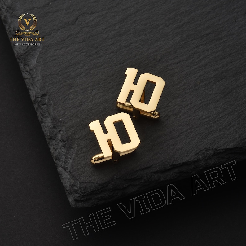 Custom Number Cufflinks, Sport Number, Double Thickness in Gold Plated ...