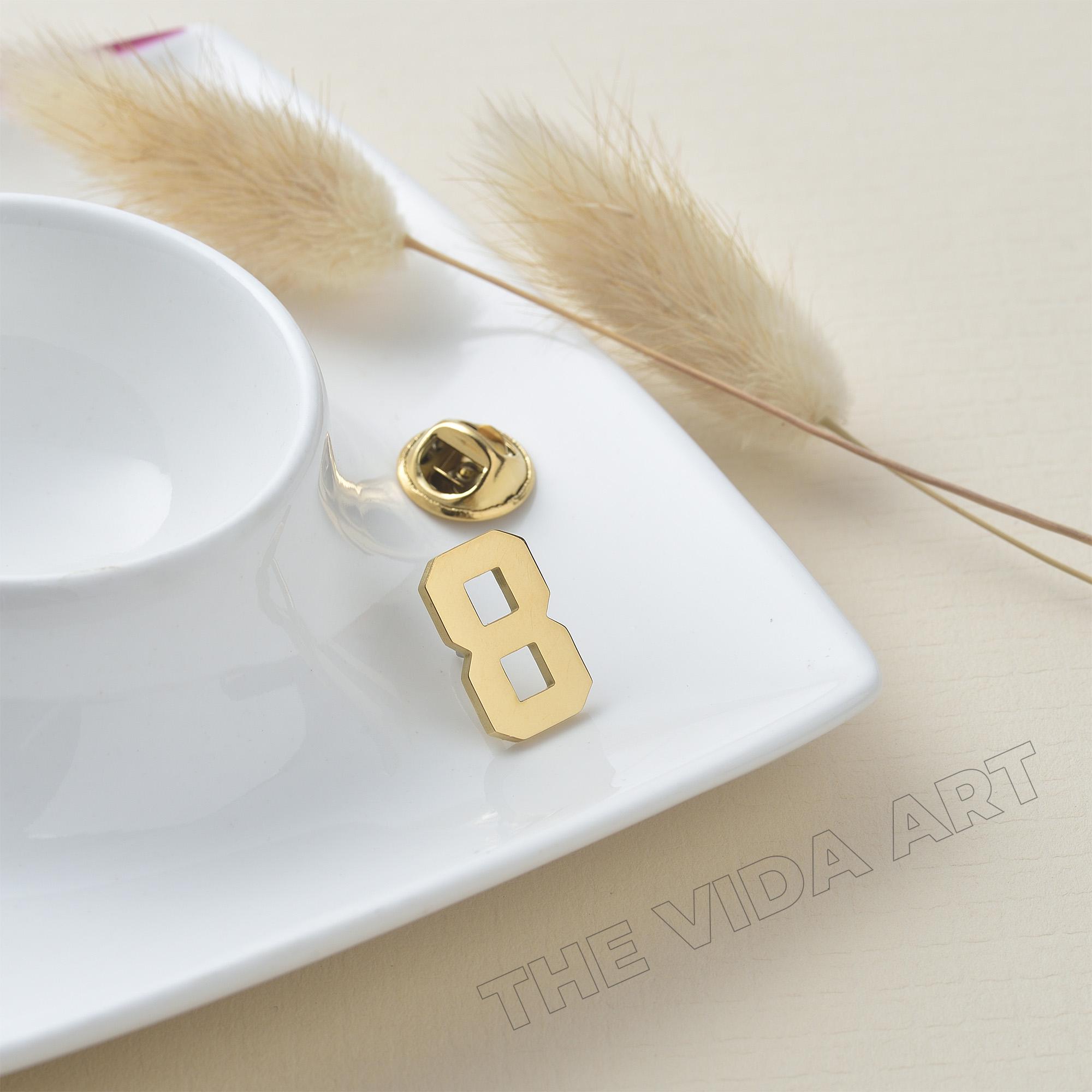 Custom Number Brooch, Gold Lapel Pin for Men, Service Anniversary Pin ...