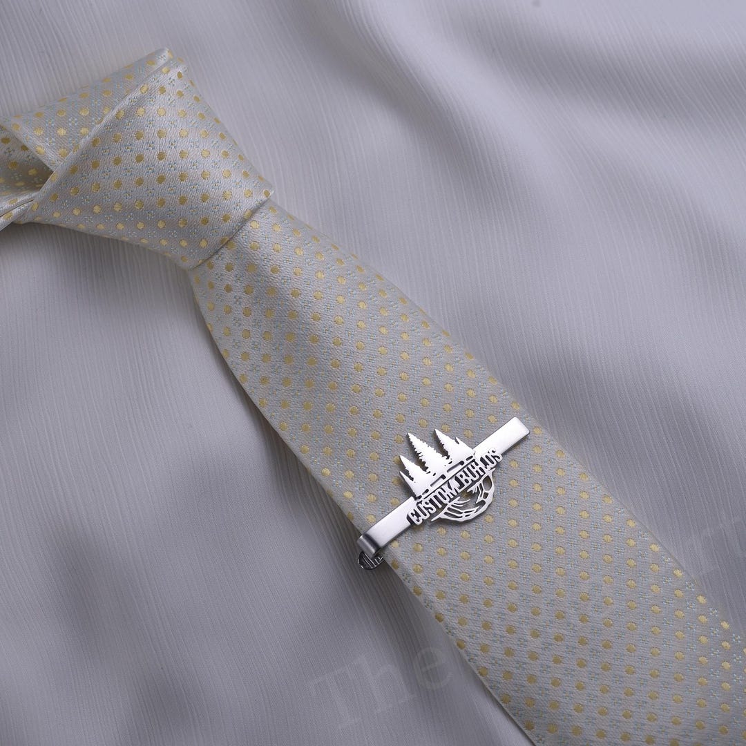 Custom Company Logo Tie Clip, Personalized Tie Bar for Men, Business ...