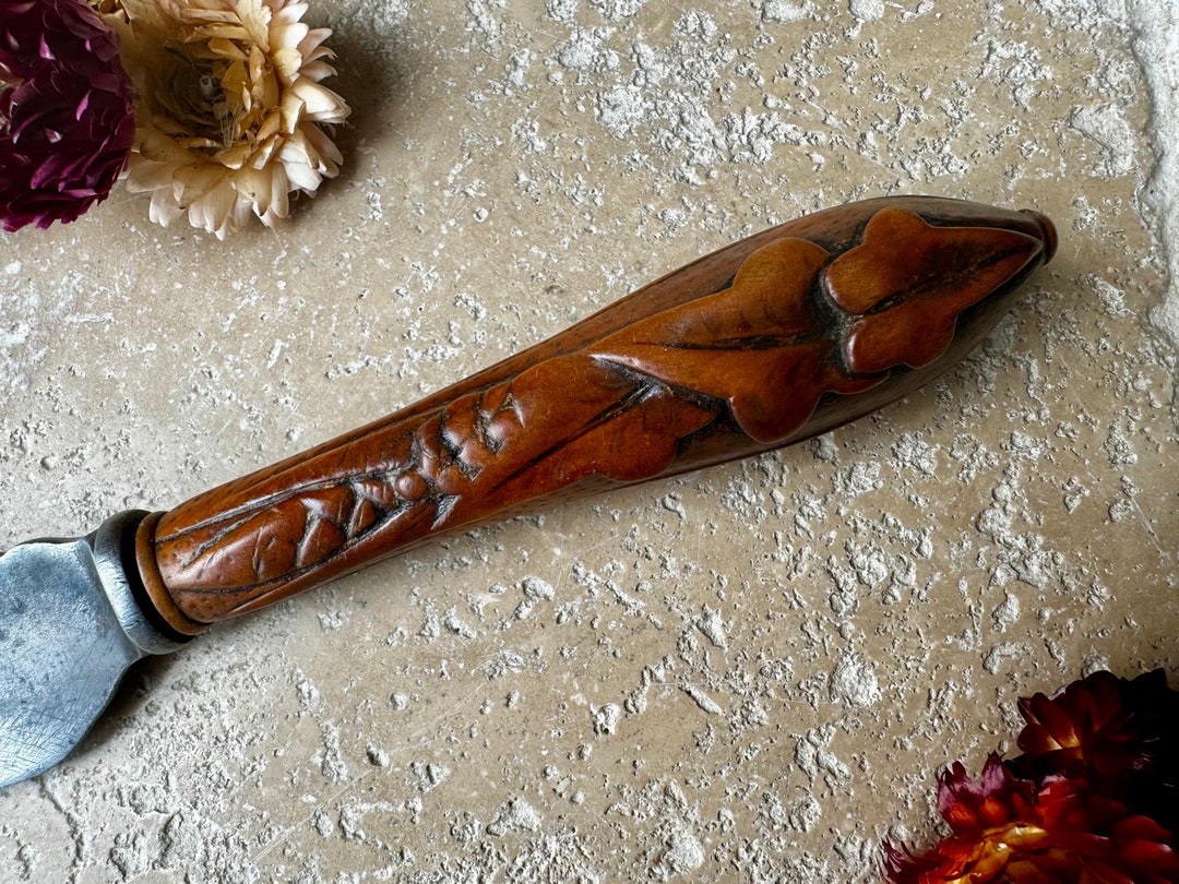 Antique Victorian Carved Bread Knife: English Treen Kitchenalia - Etsy